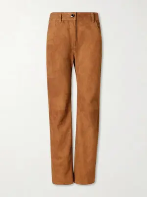 Magda Butrym Suede Corduroy Straight-leg Pants - Brown