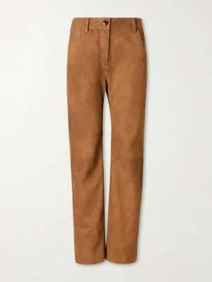 Magda Butrym Suede Corduroy Straight-leg Pants - Light Brown