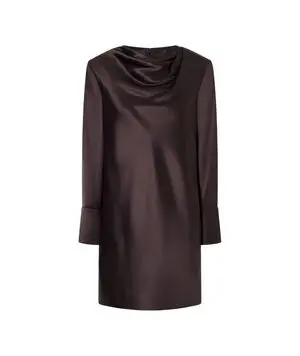 Veronica De Piante Amal Draped Silk-blend Satin Mini Dress - Brown