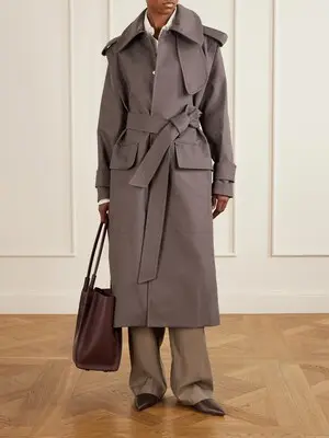 Victoria Beckham Philippa Belted Cotton Trench Coat - Brown