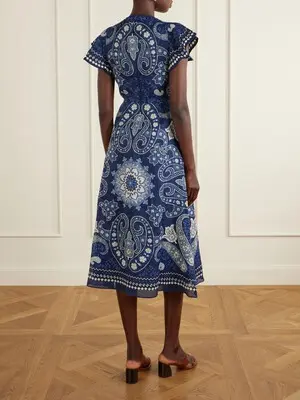 Sea Emelina Paisley-printed Ramie Midi Dress - Blue