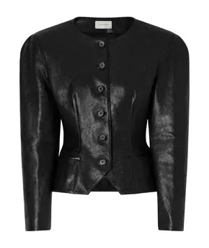 Magda Butrym Paneled Leather Jacket - Black