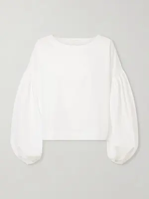 Suzie Kondi Balloon Sleeve Cotton Poplin Blouse - White