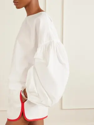 Suzie Kondi Balloon Sleeve Cotton Poplin Blouse