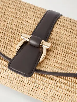 FERRAGAMO Mia' Raffia Cross Body Bag With Leather Trim