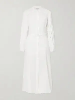 Gabriela Hearst Lydia Belted Linen Midi Dress - White