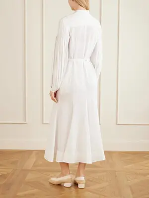 Gabriela Hearst Belted Linen Midi Dress - White