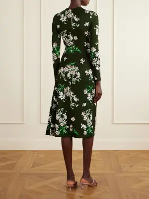 Erdem Gathered Floral-print Jersey Midi Dress
