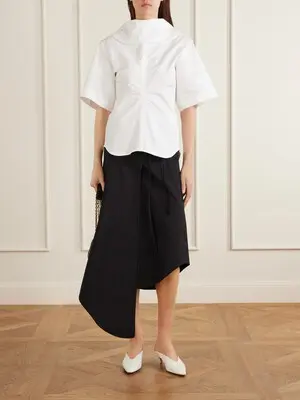 Bottega Veneta Wrapped Cotton-mousseline Maxi Skirt - Black