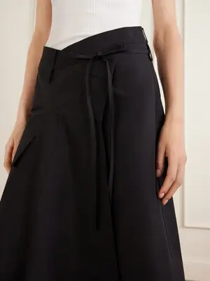 Bottega Veneta Wrapped Cotton-mousseline Maxi Skirt - Black