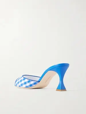 Manolo Blahnik Jadara 70 Checked Woven Mules - Blue