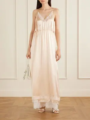 Magda Butrym Lace-trimmed Silk Satin Maxi Dress