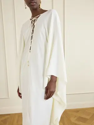 TALLER MARMO Sahara Lace-up Cady Gown - Neutrals