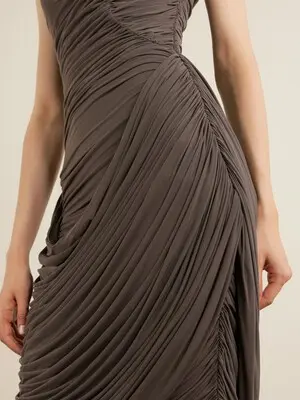 Magda Butrym Appliquéd Stretch-jersey Midi Dress - Brown