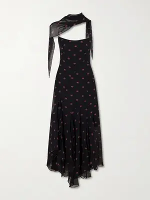 LIBEROWE Aubrey Floral-print Silk-chiffon Gown - Black