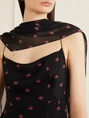 LIBEROWE Aubrey Floral-print Silk-chiffon Gown - Black