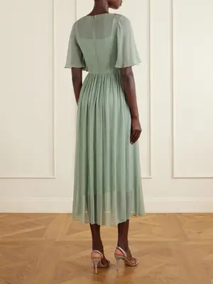 Erdem Crystal-embellished Silk Crepon Midi Dress