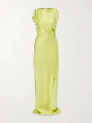 Victoria Beckham Satin Draped Gown - Chartreuse