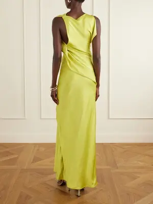 Victoria Beckham Satin Draped Gown - Yellow