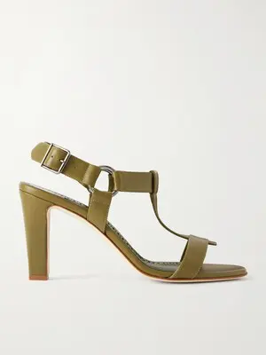Manolo Blahnik Miona Leather Sandals - Green