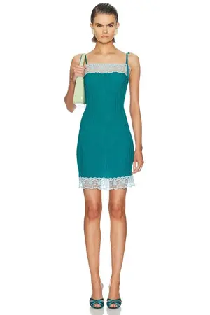 Chloé Lace Trim Midi Dress - Abyssal Green