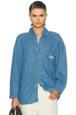 American Vintage Izeway Long Sleeve Shirt - Medium Blue