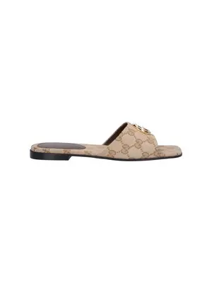 GUCCI Gucci GG Monogram Canvas Slides