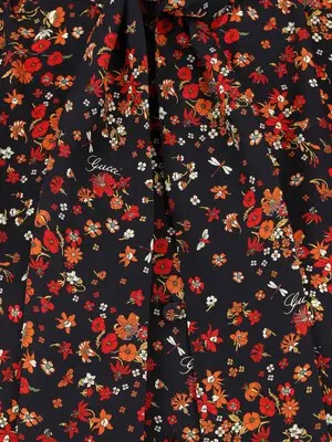 Gucci Multicolor Floral Print Silk Shirt With Tie Detail - Multi
