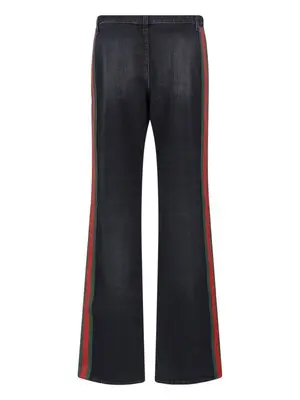 Gucci Straight Leg Jeans With Web Detail - Blue
