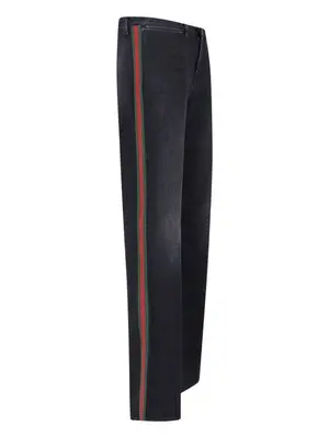 Gucci Straight Leg Jeans With Web Detail - Blue