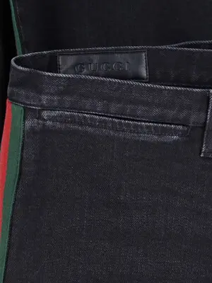 Gucci Straight Leg Jeans With Web Detail - Blue