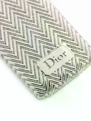 Dior Guilloche Logo Plate Pendant Necklace