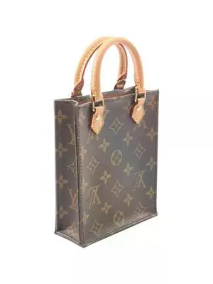 LOUIS VUITTON Monogram Petite Sac Plat Tote Bag - Brown