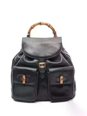 Gucci Bamboo Leather Backpack - Black