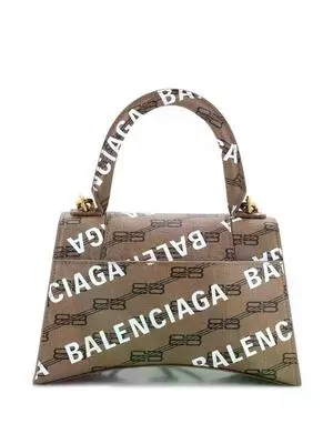 Balenciaga Hourglass Top Handle Bag Monogram Coated Canvas Small Satchel - Brown