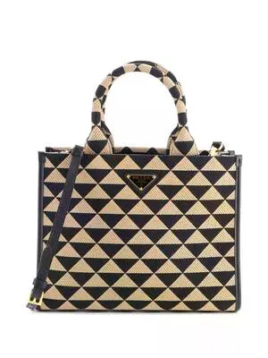 Prada Small Jacquard Shopper Tote Bag - Brown