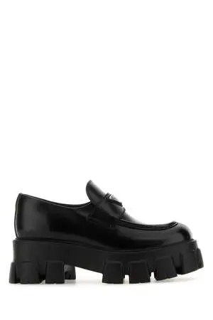 Prada Leather Monolith Loafers - Black
