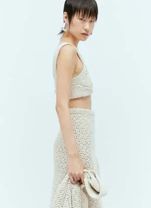 Bottega Veneta Textured Knit V-neck Crop Top