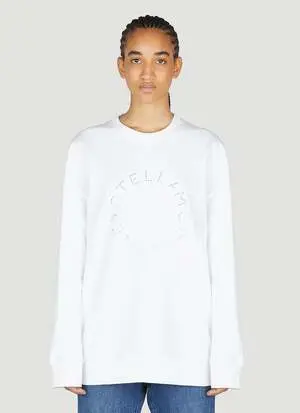 Stella McCartney Rhinestone Logo Cotton Blend Sweatshirt - White