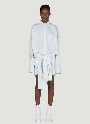 Balenciaga Pin-stripe Draped Shirt - Blue