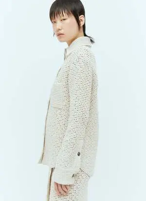Bottega Veneta Textured Cotton Knit Spread Collar Shirt
