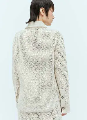 Bottega Veneta Textured Cotton Knit Spread Collar Shirt