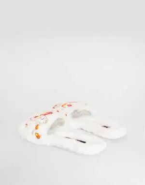 Dolce & Gabbana Embellished Faux-fur Slippers