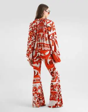 Dolce & Gabbana Majolica Print Organzine Top