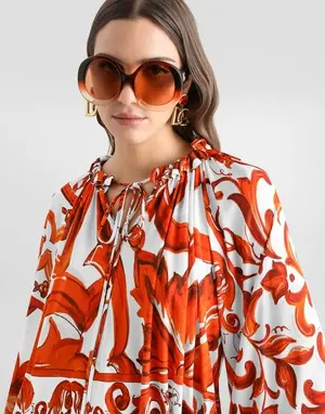Dolce & Gabbana Majolica Print Organzine Top