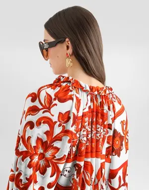Dolce & Gabbana Majolica Print Organzine Top