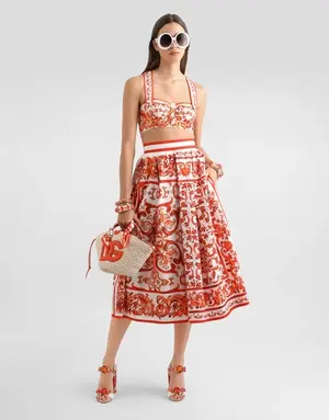 Dolce & Gabbana Majolica Print Bustier Top