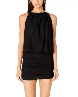 NIA Cosmo Sleeveless High Neck Mini Dress - Black