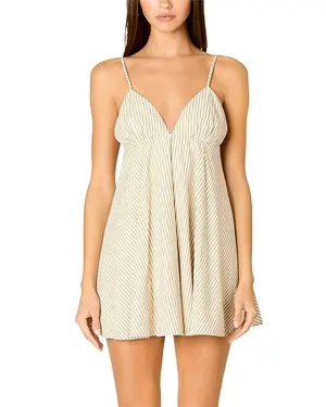 NIA Alessia Sleeveless V Neck Mini Dress - Oat