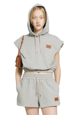 Fendi Sleeveless Cropped Hooded Sweatshirt - Grey